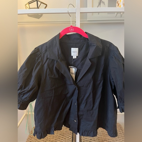 Maeve | Tops | Maeve Black Puff Sleeve Blazer | Poshmark